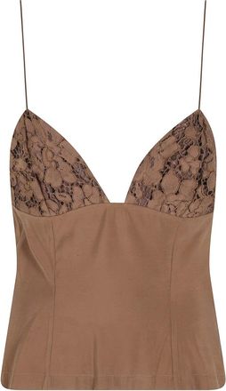 Federica Tosi Femme, Tops, Brun, Taille: 34 FR Top avec Inserts en Dentelle