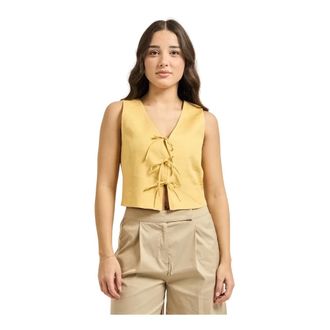 iBlues Femme, Tops, Jaune, Taille: 40 FR Linen Canvas Gilet