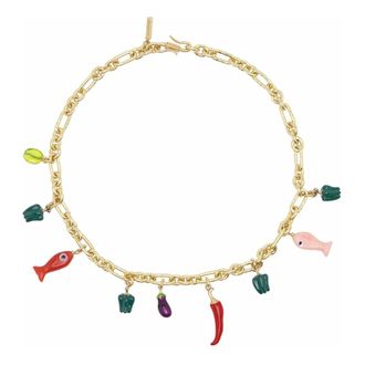 Alemais Femme, Accessoires, Jaune, Taille: ONE Size Collier Cha&icirc;ne avec Breloques Perles