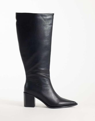 Glamorous bottes montantes &agrave; bout pointu et talon carr&eacute; noires