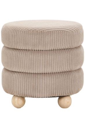 Xora Hocker, Greige, Holz, Textil, Kiefer, massiv, rund, 42x41x42 cm, Stühle