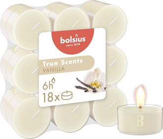 Bolsius Bolsius - True Scents - 18 Duft theelichter - Vanille - Lange Brenndauer von 6 Stunden - Durchmesser 39 mm - Natürliche Extrakte - Enthält Veganes Wac