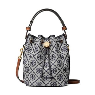 Tory Burch T Monogram Mini Bucket Bag - - Bags - Damen - Blau - ONE SIZE