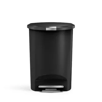 Simplehuman CW1355 poubelle demi-lune à pédale, poubelle de cuisine, plastique noir, 50 litres