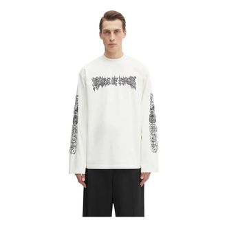 VETEMENTS Cof Double Logo Longsleeve - - Tops - Herren - Wei&szlig; - S