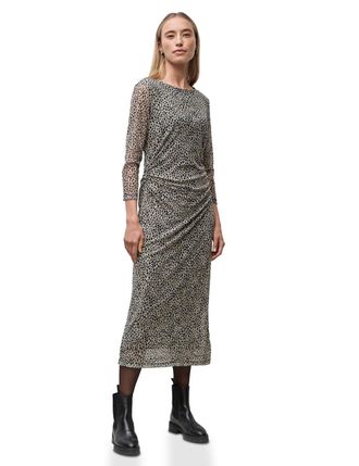 Street One Damen 1409069 Mesh-Kleid mit Leo-Muster, Sanded beige, 40