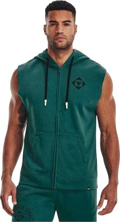 Under Armour Project Rock Kapuzenpullover f&uuml;r Herren, mit Kapuze, &Auml;rmellos (Gr&uuml;n)