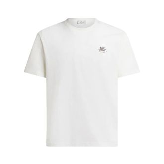 Etro Homme, Tops, Blanc, Taille: XL Pegaso Cotton T-Shirt Av900