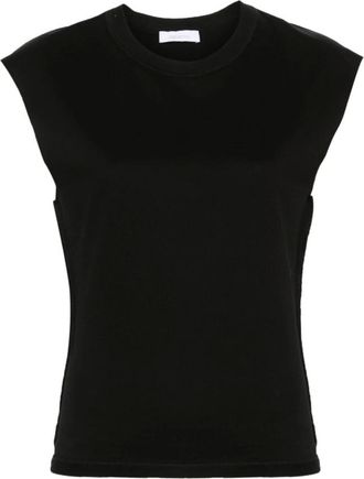 Paco Rabanne Femme, Tops, Noir, Taille: 40 FR T-shirt en coton avec d&eacute;tail de cha&icirc;ne