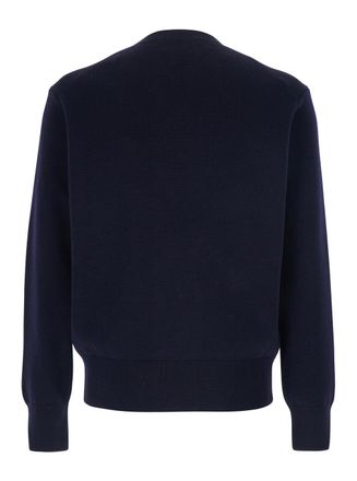 Ami Mens Crewneck Sweater, Blue Cotton Tops Top