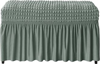 Generic Ottomanen-Bezug für Wohnzimmer, Ottomane, Schonbezug, dehnbar, elastisch, Hocker, Möbelschutz mit Rock (Grün-A, M)