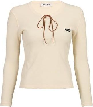 Miu Miu T-shirt droit textur&eacute; en coton