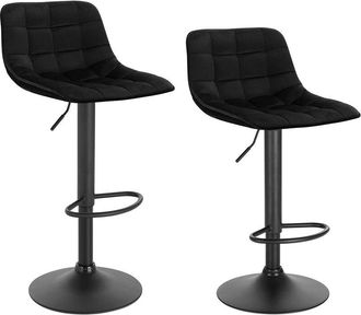 Woltu Lot de 2 Tabourets de bar Woltu en velours et m&eacute;tal, Chaises de comptoir r&eacute;glable en Hauteur et Rotatif, Vert Fonc&eacute;