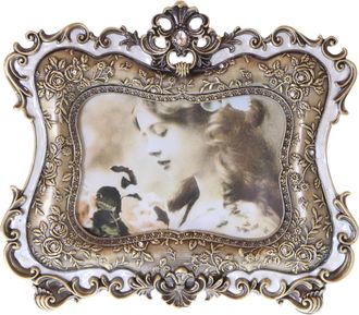 Kawaii-Story BM-xy519 Kupfer Weiß Metall Bilderrahmen Fotorahmen Antik Hochzeit Barock Luxus Design Ornamente Dekoration Fotogröße 10x15cm (4x6zoll)