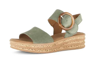 Gabor Keilsandalette GABOR, Damen, Gr. 42, gr&uuml;n, Veloursleder, unifarben, Schuhe, Riemchensandale, Sommerschuh mit modischer Zierschnalle