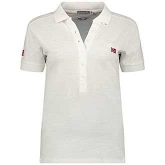 Geographical Norway Kelly Lady - Polo Coton Femme Col - Coupe Reguliere Manche Courte - T-Shirt Fit Respirant Classique Femme (Blanc XL Taille 4)
