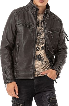 Cipo & Baxx Herren Mantel CM223 Grau - Stylische Winterjacke im modernen Design mit warmem Innenfutter, abnehmbarer Kapuze und funktionalen Details für kalte Tage