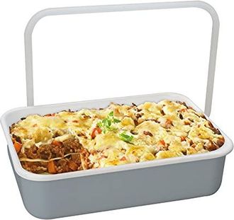 Honey Ware Color Line Frischhaltedose mit Deckel Emaille Grau | L | 1,35 L | hitzebeständig bis 400°C | Meal Prep Boxen für alle Herdarten, Backofen und Grill ge