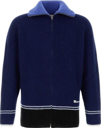 Marni Homme, Pulls, Bleu, Taille: XL Cardigan zipp&eacute; &agrave; col roul&eacute;