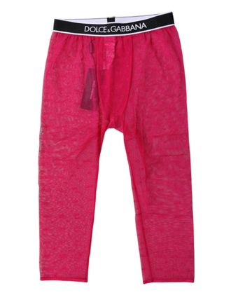 Dolce & Gabbana Womens Fuchsia Dg Logo Nylon Cropped Tights Underwear Elastane Clothing