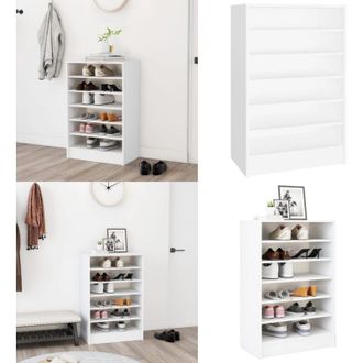vidaXL Vidaxl - Armoire à chaussures Blanc 60x35x92 cm Bois dingénierie - Meuble Rangement Chaussures - Armoire Chaussure Blanc - Organisateur Chaussures
