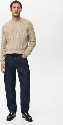 Mango Pull-over maille tress&eacute;e marron moyen - Homme - XXL - MANGO MAN