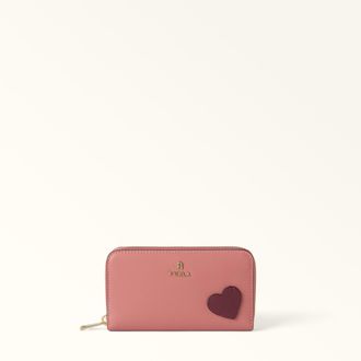Furla Camelia Zip-around-portemonnaie L Toni Rosewood Rosa Sidney-kalbsleder + Herzaufn&auml;her Damen