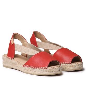 Toni Pons Tala Espadrilles pour femme en cuir avec talon compens&eacute; et &eacute;lastiques pour un ajustement plus large, rouge, 38 EU
