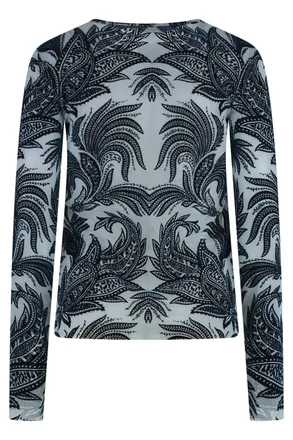 Etro Womens Tulle Top Velvet Effect Blue Polyamide Tops