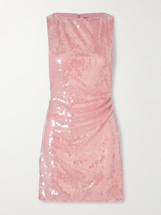 Staud Eton Minikleid Aus Tüll Mit Pailletten Und Raffungen - Pink