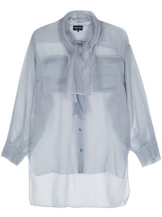 Giorgio Armani Organza-Hemd mit Schaldetail - Blau