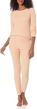 Amazon Essentials Ensemble de Pyjama 2 Pièces en Tissu Gaufré, Manches Longues, Coupe Ajustée Femme, Rose Corail, XXL