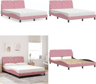 vidaXL Bett mit Matratze Rosa 120x200 cm Samt - Samtsofa - Rosa Sofa - Doppelbett - Boxspringbett - Schlafzimmer Dekoration - Home & Living