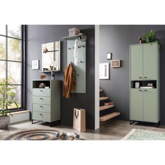 Schildmeyer home24 Schuhschrank Janne I 60 x 170 x 33cm Grün/Mintgrau