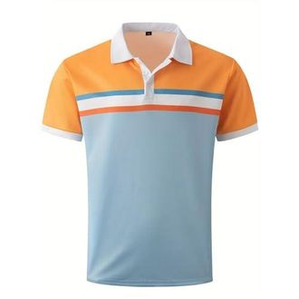 Generic Polo &agrave; manches courtes imprim&eacute; &agrave; carreaux pour homme, rouge, 3XL