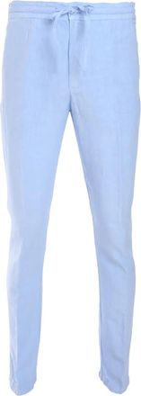 120% Lino pantalon à taille à lien de resserrage - Bleu