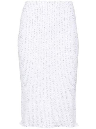 Fabiana Filippi jupe crayon à ornements de sequins - Blanc