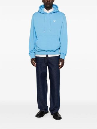 Arte Logo-Embroidered Cotton Hoodie - Blue
