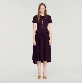 Sandro Robe longue en maille &agrave; basque