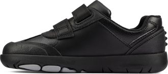 Clarks K Rex Stride Kinder Leder-Schwarz-G (breit) -1 UK / 33 EU, Black Leather, Numeric