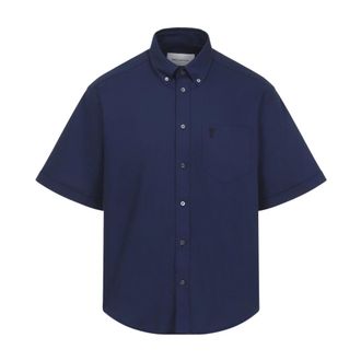 Ami Homme, Chemises, Bleu, Taille: 3XL Boxy Short Sleeve Shirt