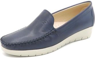 Esprit Mocassins dété en cuir pour femme - Mocassins légers avec talon compensé, bleu marine, 35 EU