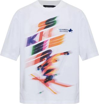 Dsquared2 Bedrucktes Baumwoll-T-Shirt - - Tops - Herren - Wei&szlig; - M
