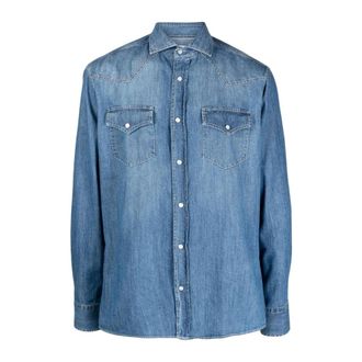 Brunello Cucinelli Homme, Chemises, Bleu, Taille: L Chemise Western Classique en Denim