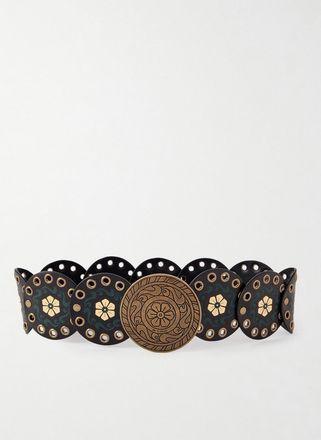 Etro G&uuml;rtel Aus Gepr&auml;gtem Leder Mit Nieten Und &Ouml;sen - Schwarz