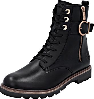 Remonte Schnürstiefelette REMONTE, Damen, Gr. 37, schwarz, Leder, Lederimitat, Schuhe, Schnürboots, Casual-Stiefelette, Blockabsatz, mit großer Zierschließe, 