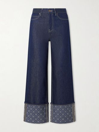 Tory Burch Hoch Sitzende, Bedruckte Jeans Mit Geradem Bein - Blau