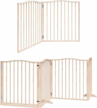 vidaXL 6-tlg. Hundetor mit Tür Faltbar 480 cm Pappelholz vidaXL