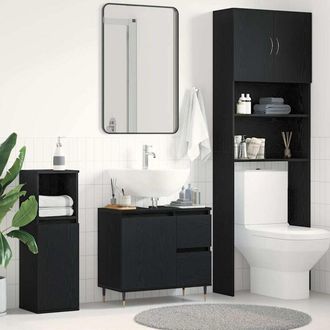 vidaXL Vidaxl - Cabinet de salle de bain avec tiroir Ch&ecirc;ne noir 65 x 33 x 60 cm