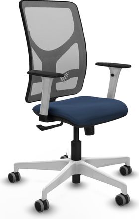 Piqueras y Crespo Schreibtischstuhl, marineblau, mit wei&szlig;en und schwarzen Armlehnen, h&ouml;henverstellbare Lendenwirbelst&uuml;tze, ausgestattet mit 3 Positionen, Grau/Marinebla